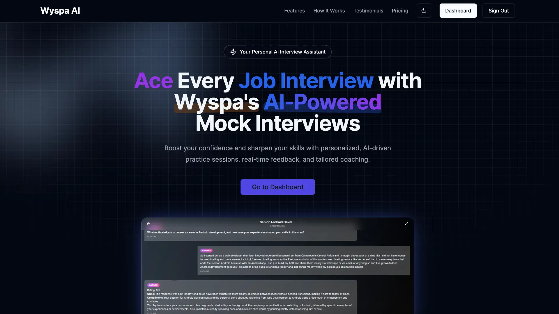 Wyspa - AI Interview Practice Homepage